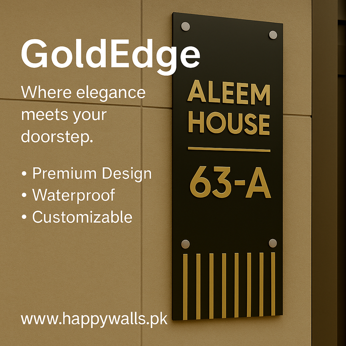 Golden Edge House Name Plate – Happy Walls