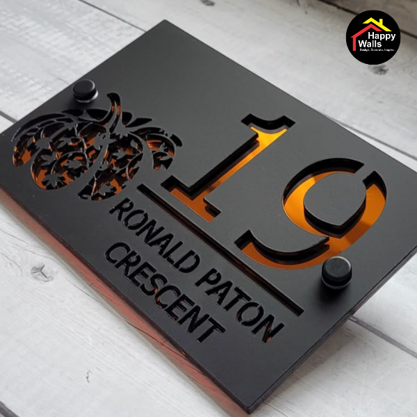 Luxury Black & Golden House Name Plate – Happy Walls